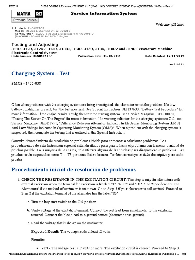 Charging System - Test: Previous Screen | PDF | Voltage | Electrical ...