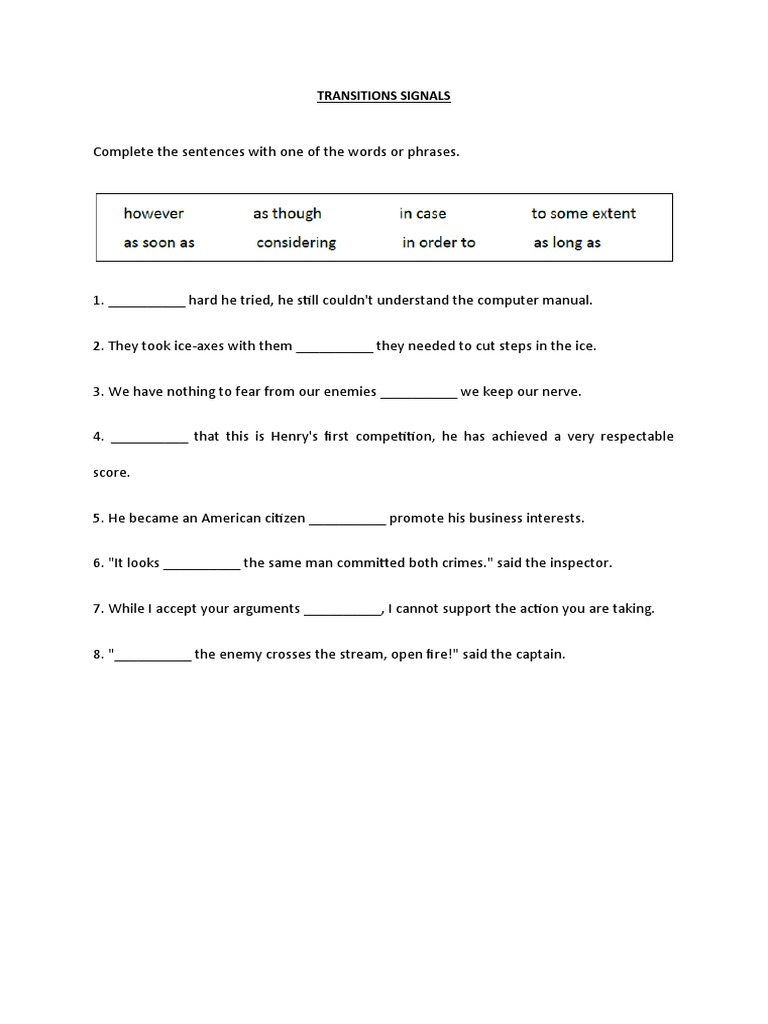 Understanding Transitional Signals: A Guide to Connecting Ideas and ...