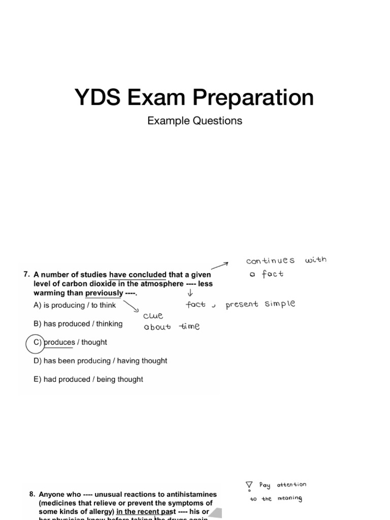 YDS Exam Preparation: Example Questions | PDF