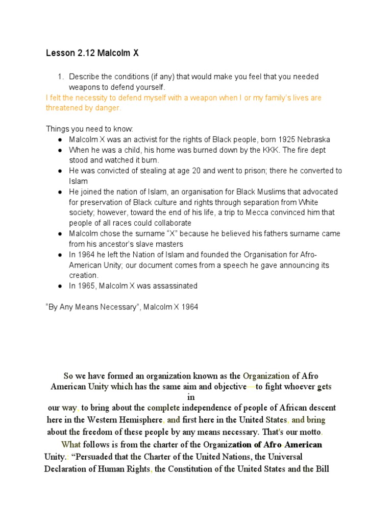Lesson 2.12 Malcolm X | PDF | Malcolm X | Justice