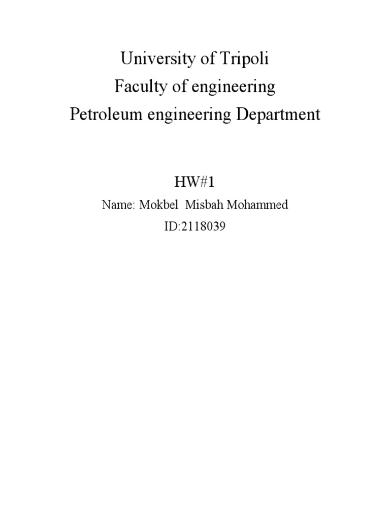 University of Tripoli Faculty of Engineering Petroleum Engineering ...