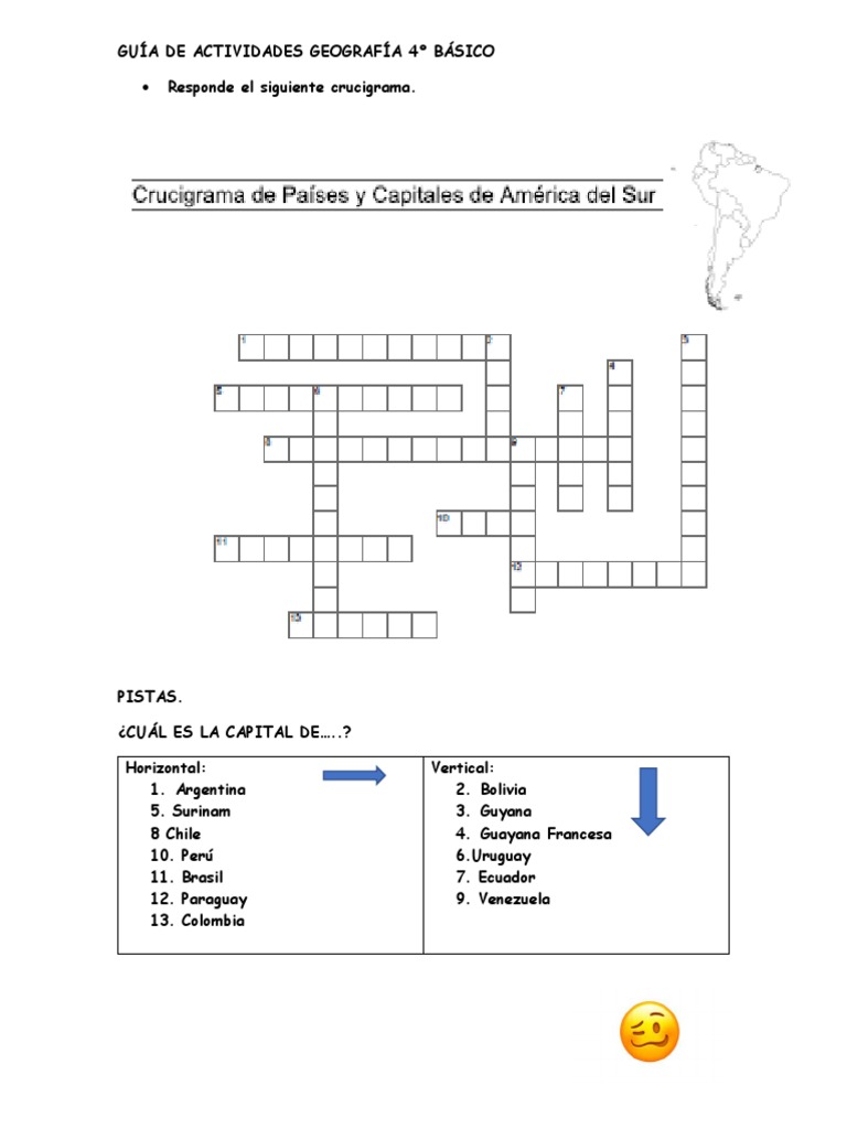 Crucigrama Países América 4° | PDF