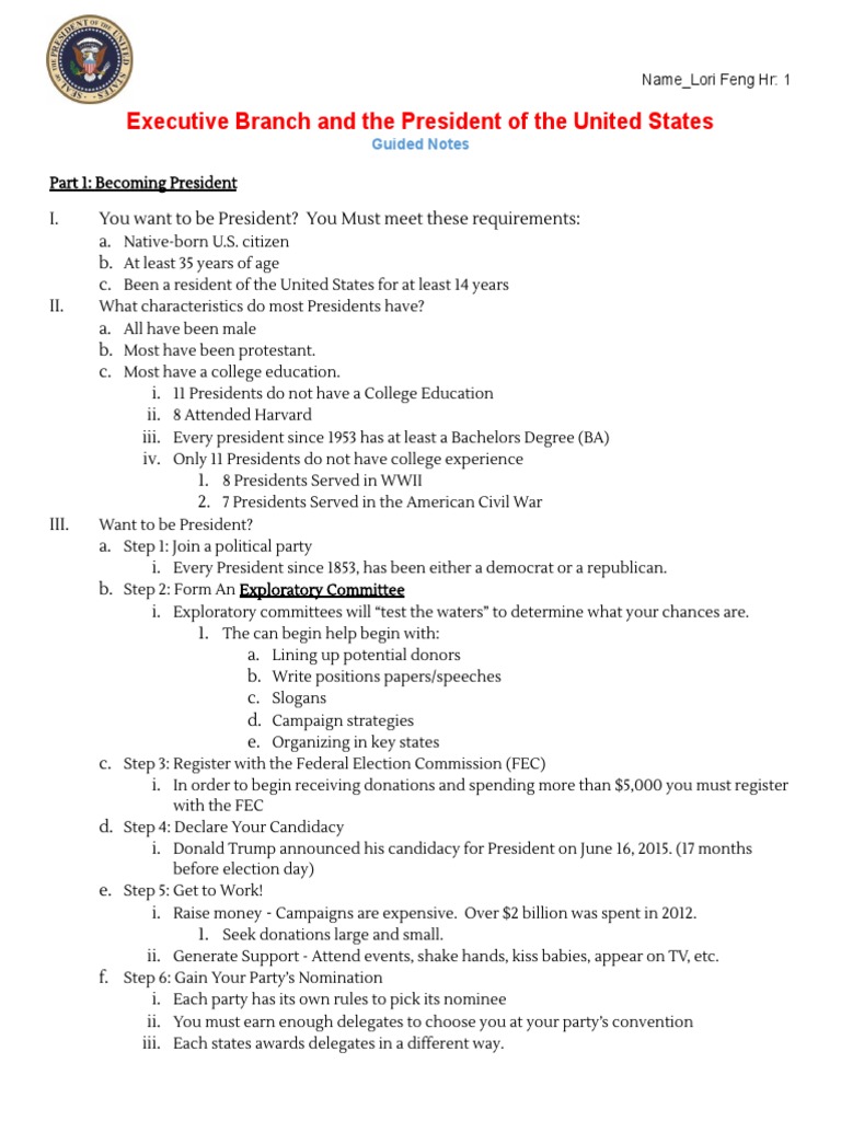 The Roles, Responsibilities and Requirements for Becoming the President ...