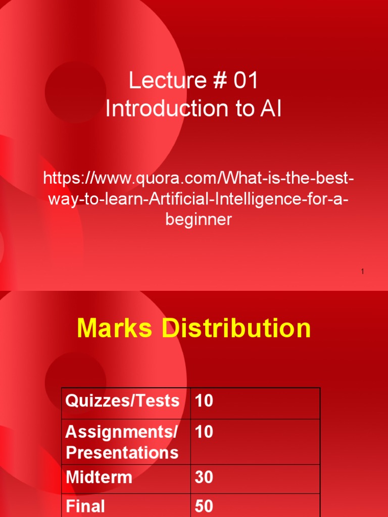 Lecture # 01 Introduction To AI: way-to-learn-Artificial-Intelligence ...