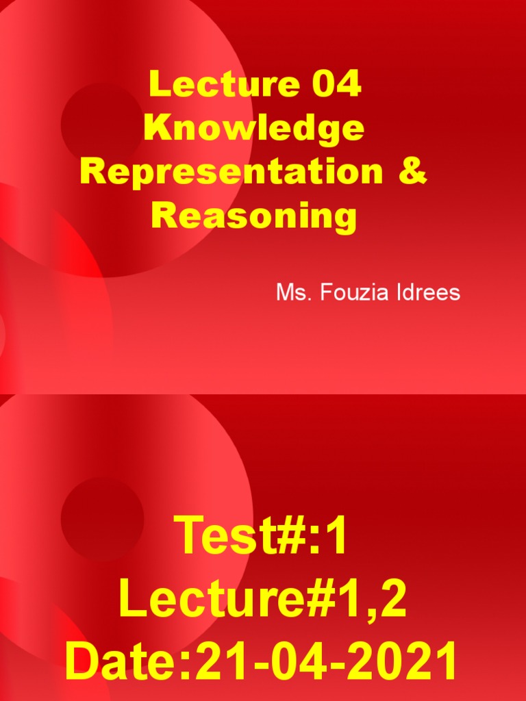 Knowledge Representation And Reasoning Ms Fouzia Idrees Pdf Knowledge Representation And 