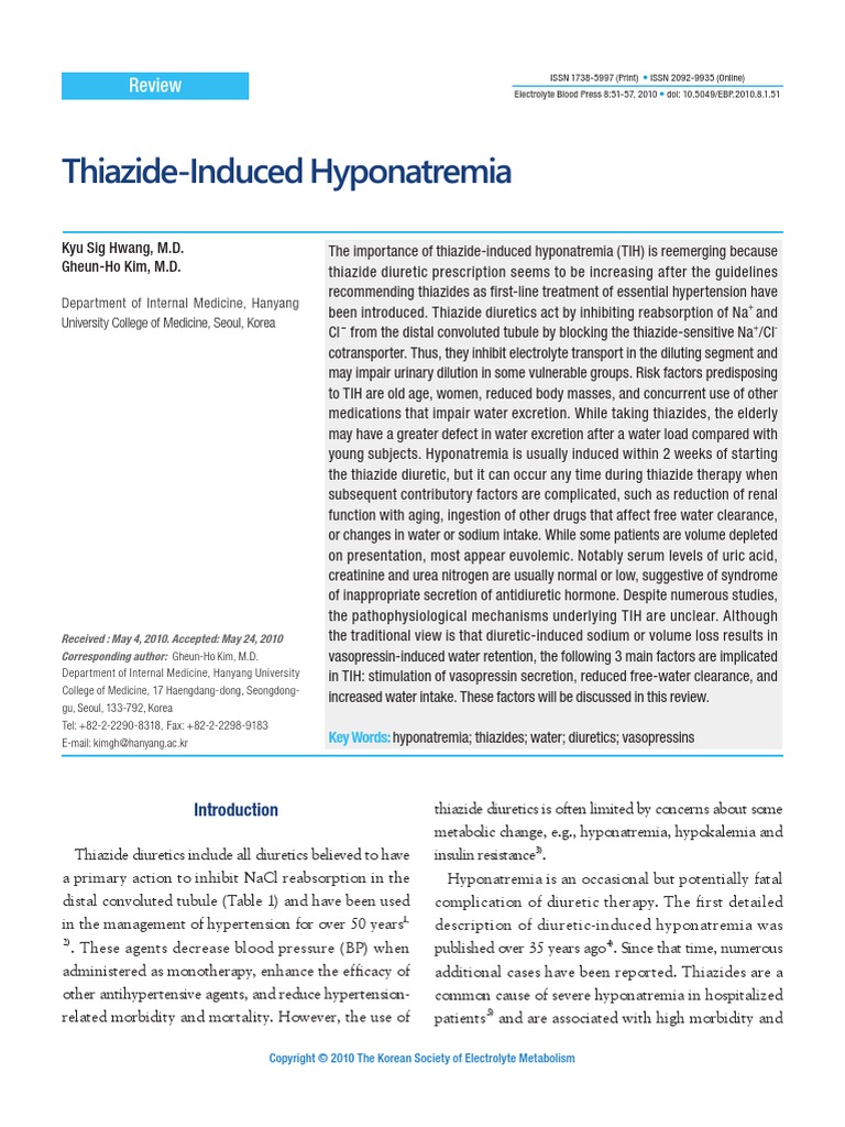 Thiazide-Induced Hyponatremia: Review | PDF | Saline (Medicine) | Drugs