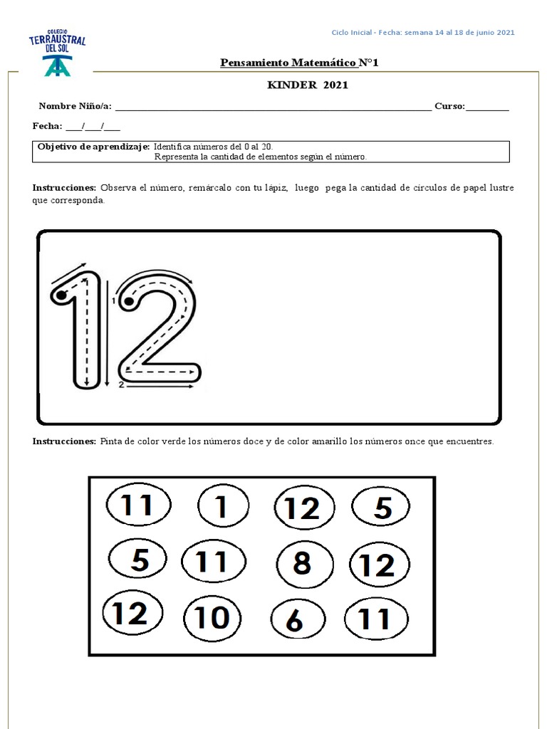 Actividades Preescolares con el Número 12 | PDF