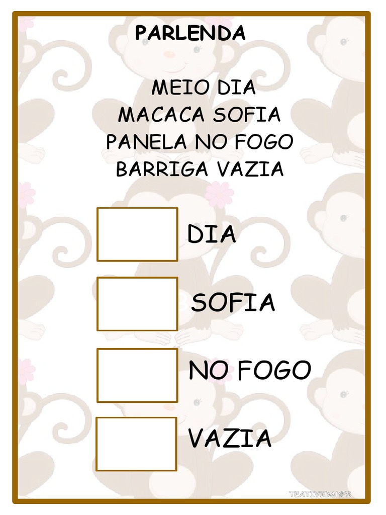 Parlenda Macaca Sofia TEAtividades | PDF | Gastronomia, comida e vinho