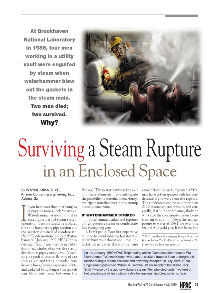 Surviving A Steam Rupture in An Enclosed Space | PDF | Steam | Heat ...