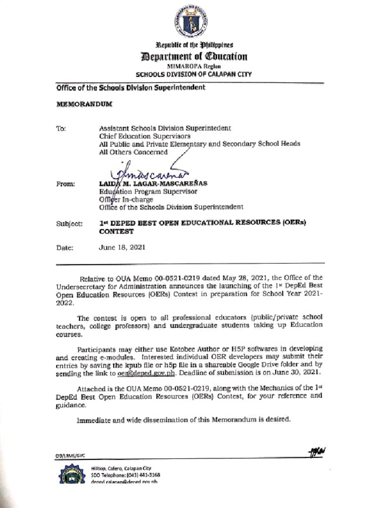 1ST DEPED BEST OPEN EDUCATIONAL RESOURCES OERs CONTEST | PDF