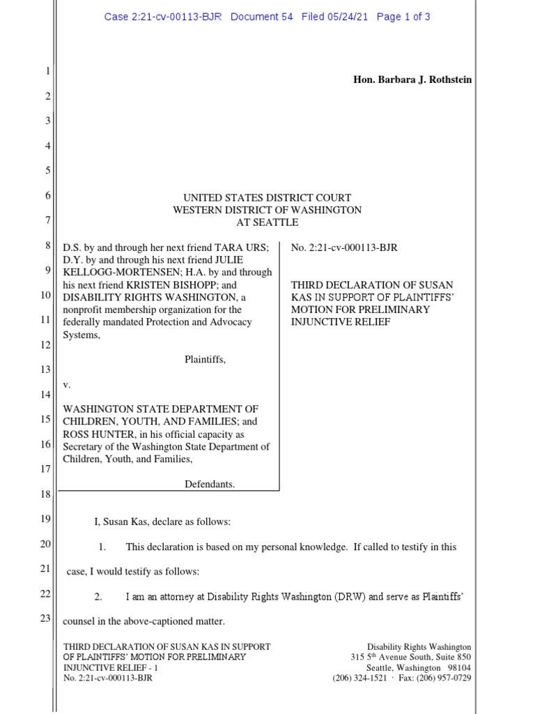 Third Declaration of Susan Kas in Support of Plaintiffs' Motion For ...