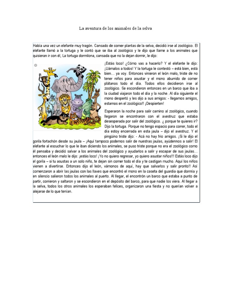 La Aventura de Los Animales de La Selva | PDF
