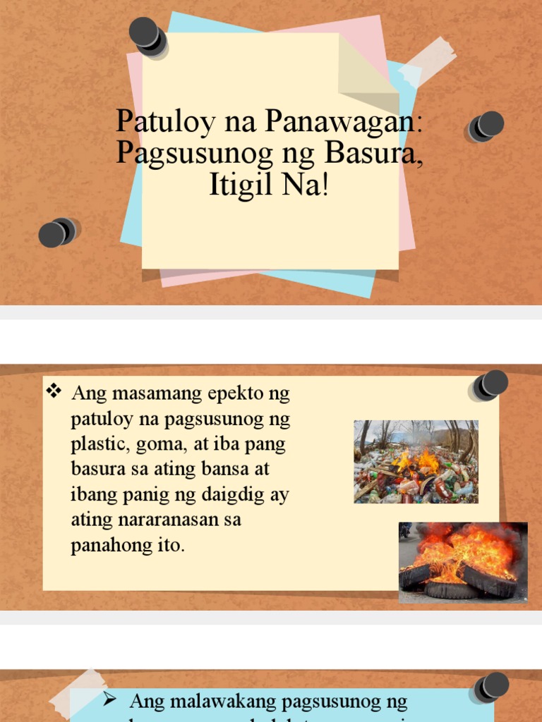 4th Quarter - ESP 456 - Lesson 5 - Patuloy Na Panawagan Pagsusunog NG ...