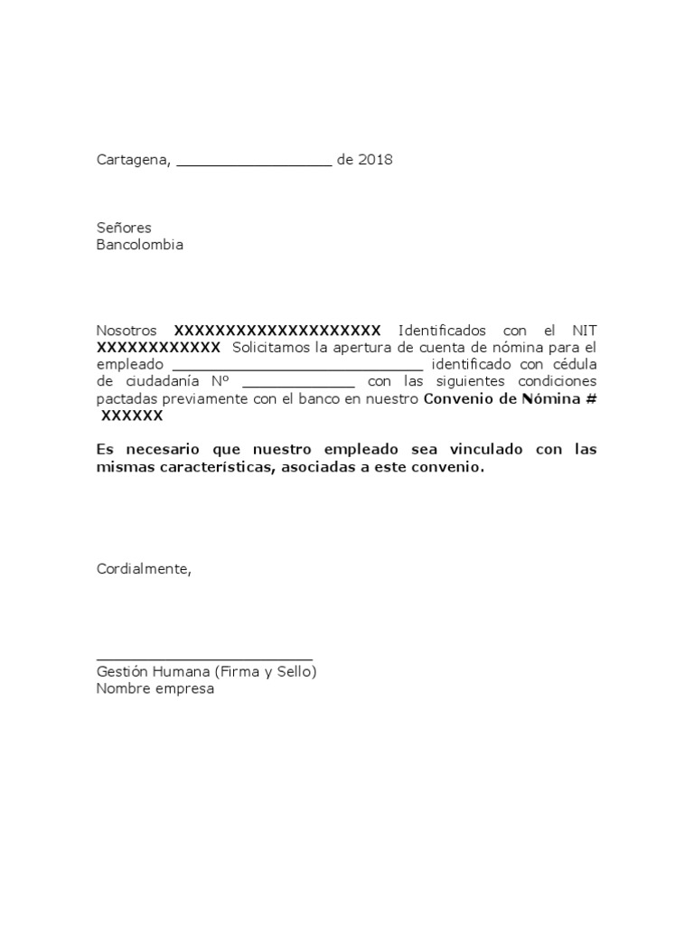 Carta Modelo Conv - Nomina | PDF