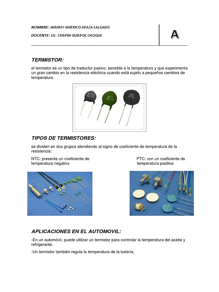 Termistores: Tipos y Usos en Automóviles | PDF