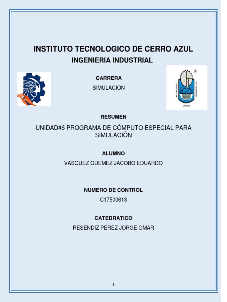 Resumen U6 Simulacion | PDF | Simulación | Matriz (Matemáticas)