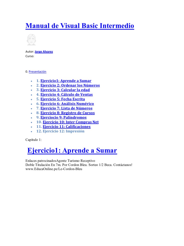 Manual de Visual Basic Intermedio | PDF | Microsoft Excel | Software
