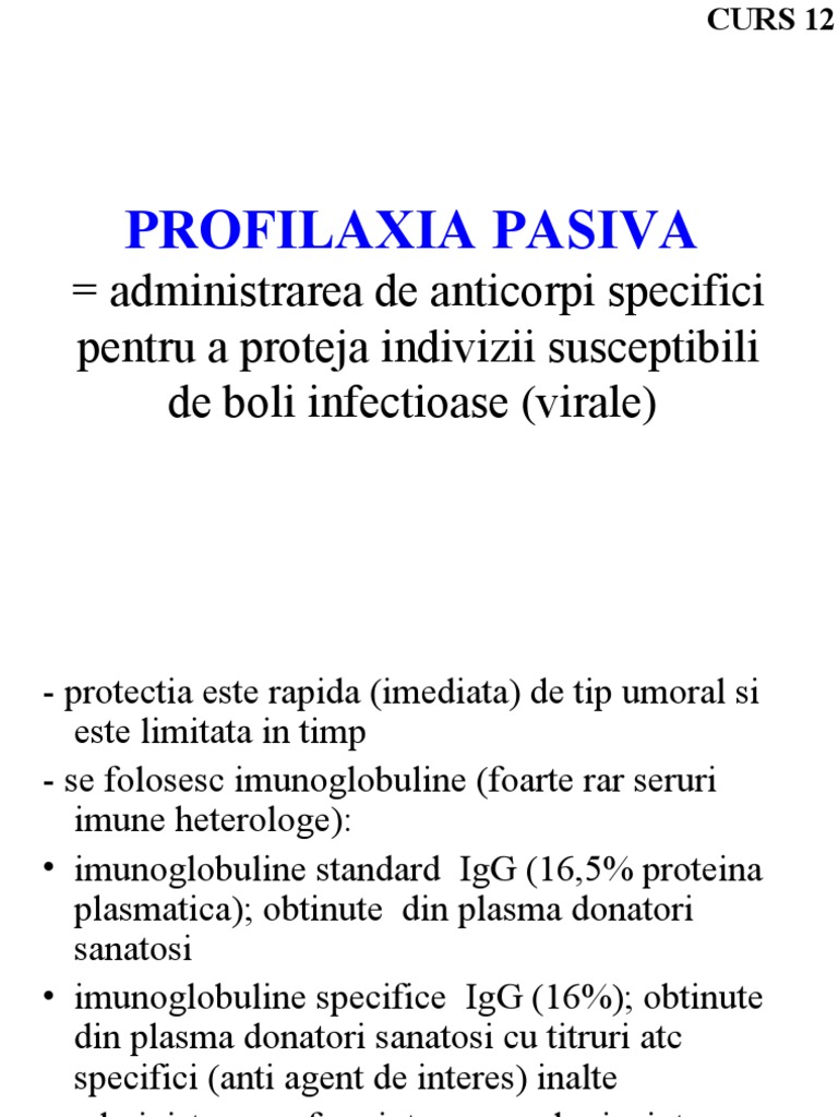 Curs 12 - Profilaxia Pasiva | PDF | Virus | Enfermedades virales