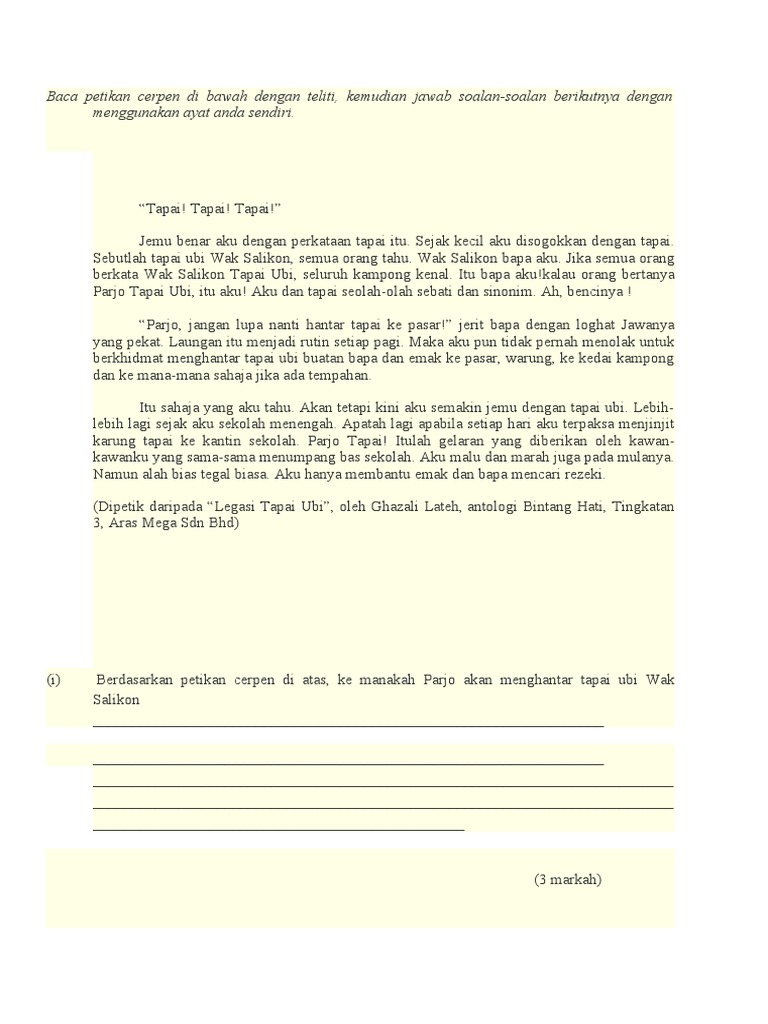 Soalan Legasi Tapai Ubi | PDF