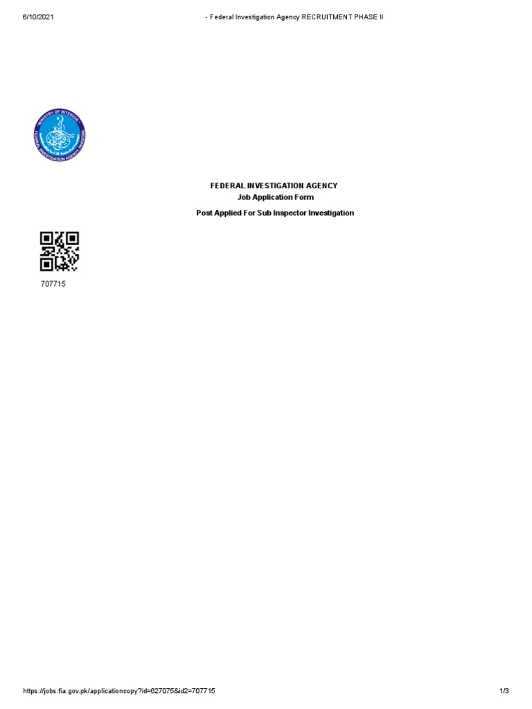 Federal Investigation Agency RECRUITMENT PHASE II (ASI) | PDF ...