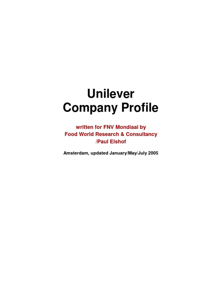 Company Profile Unilever | Unilever | Business
