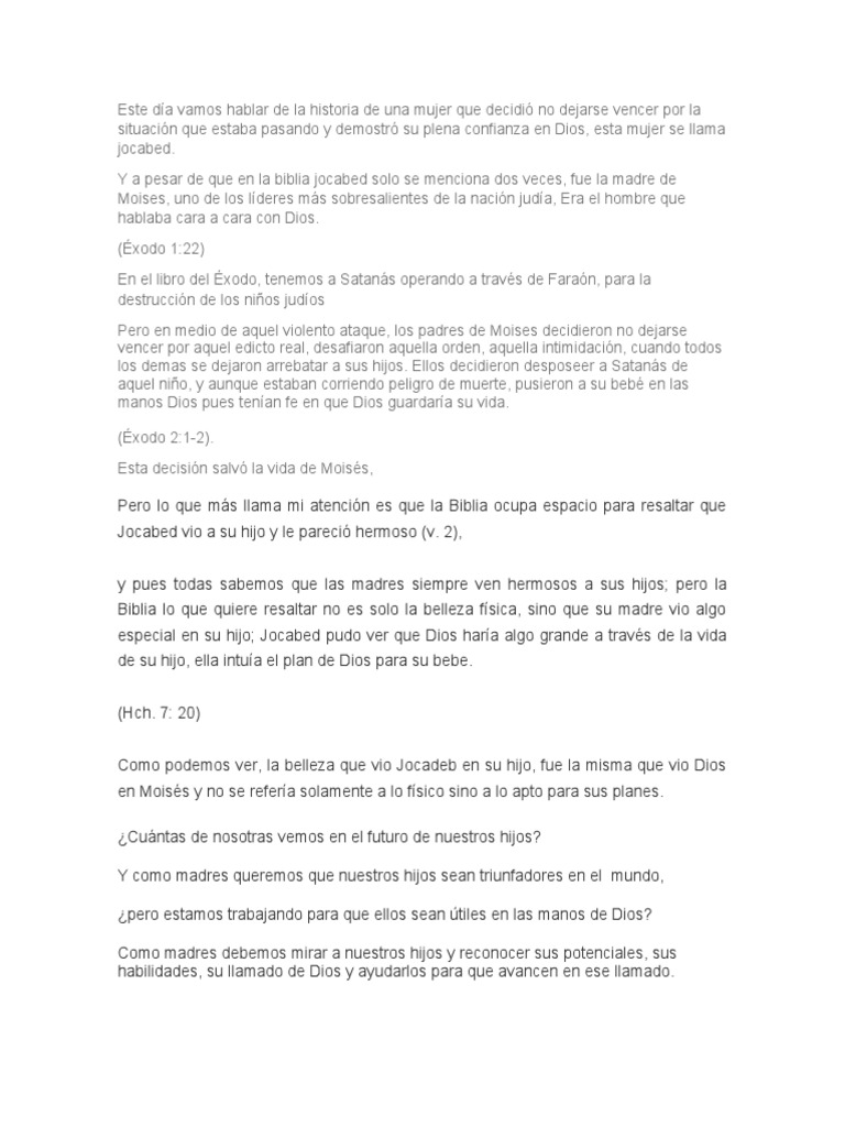 Jocabed | PDF | Moisés | Tora