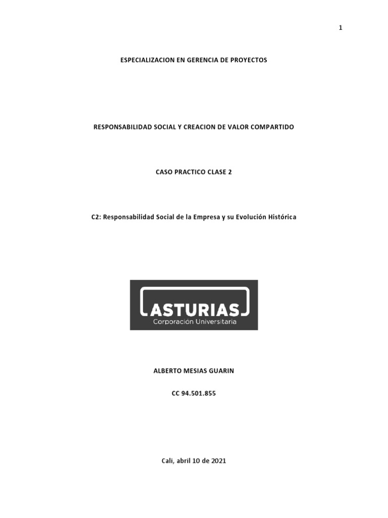CASO PRACTICO Clase 2 RSE | PDF | Responsabilidad social corporativa | Planificación estratégica