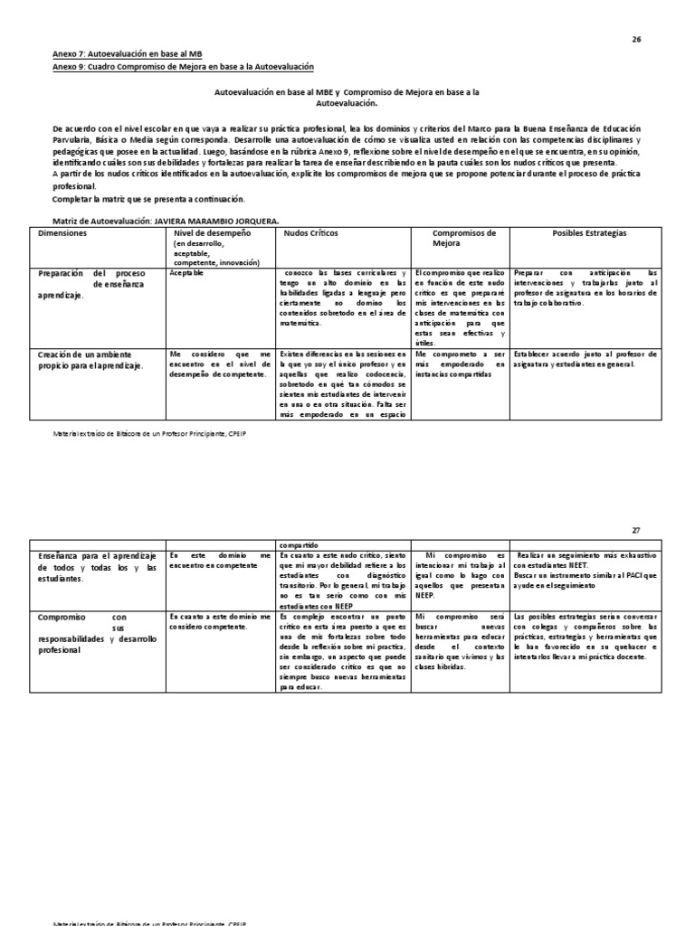 Autoevaluación Mbe Juan Pablo Reveco | PDF | Evaluación | Rúbrica ...