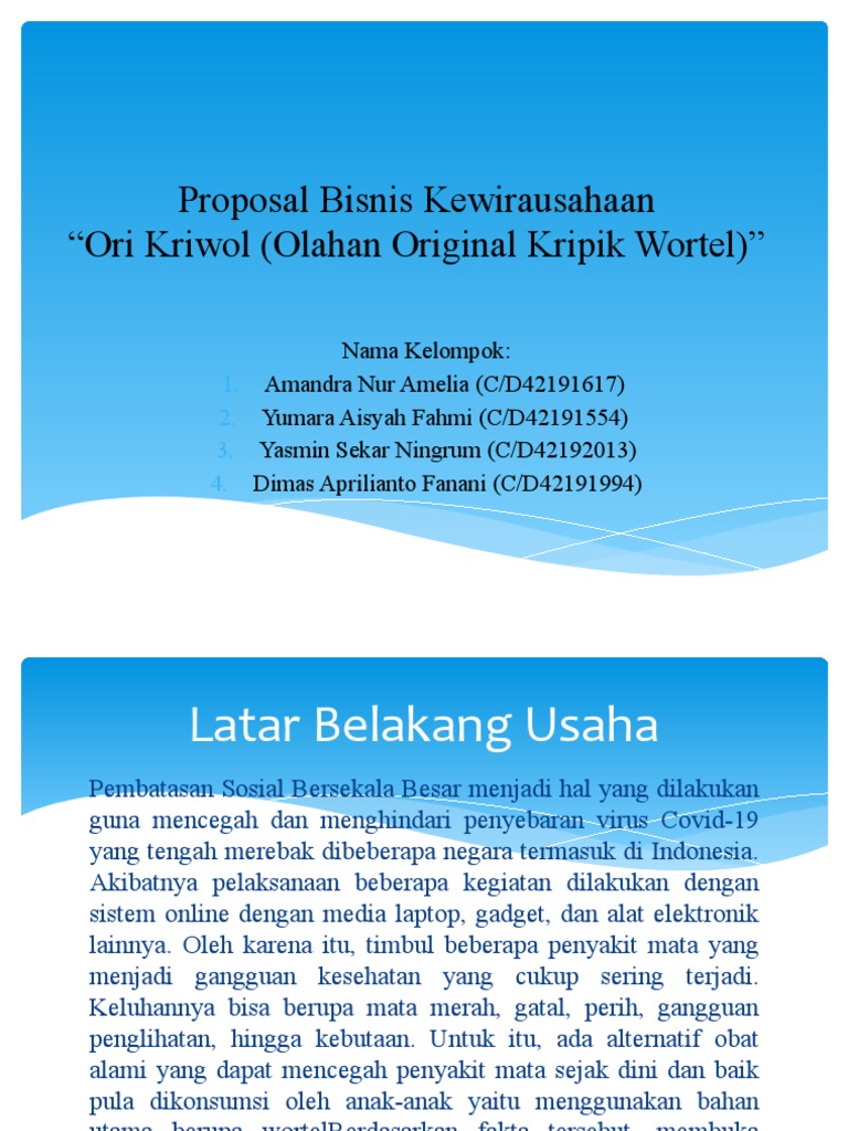 Presentasi Proposal Bisnis Kewirausahaan | PDF