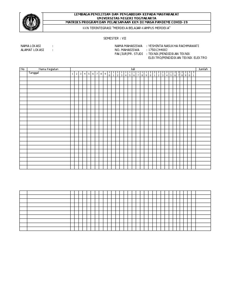 Matriks Program KKN | PDF