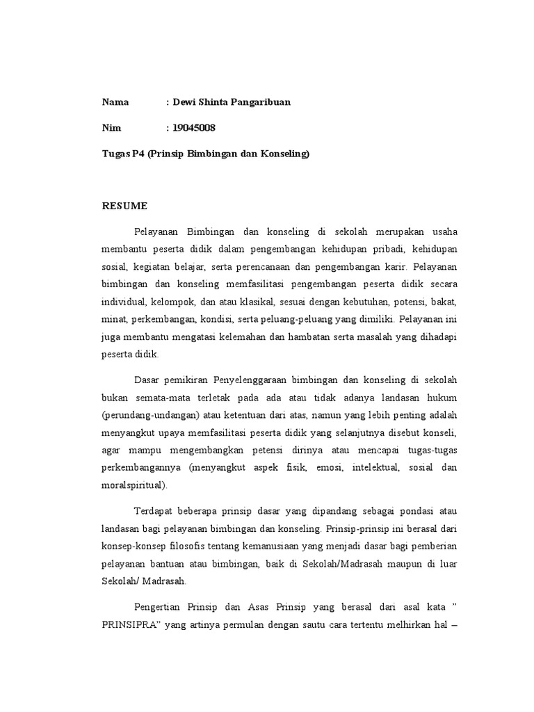 Dewi Shinta Tugas P4 Prinsip BK | PDF
