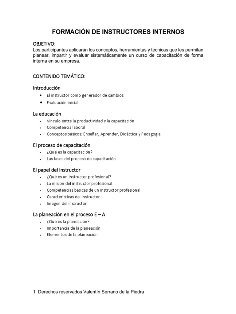 Formación de Instructores Internos | PDF | Aprendizaje | Comportamiento