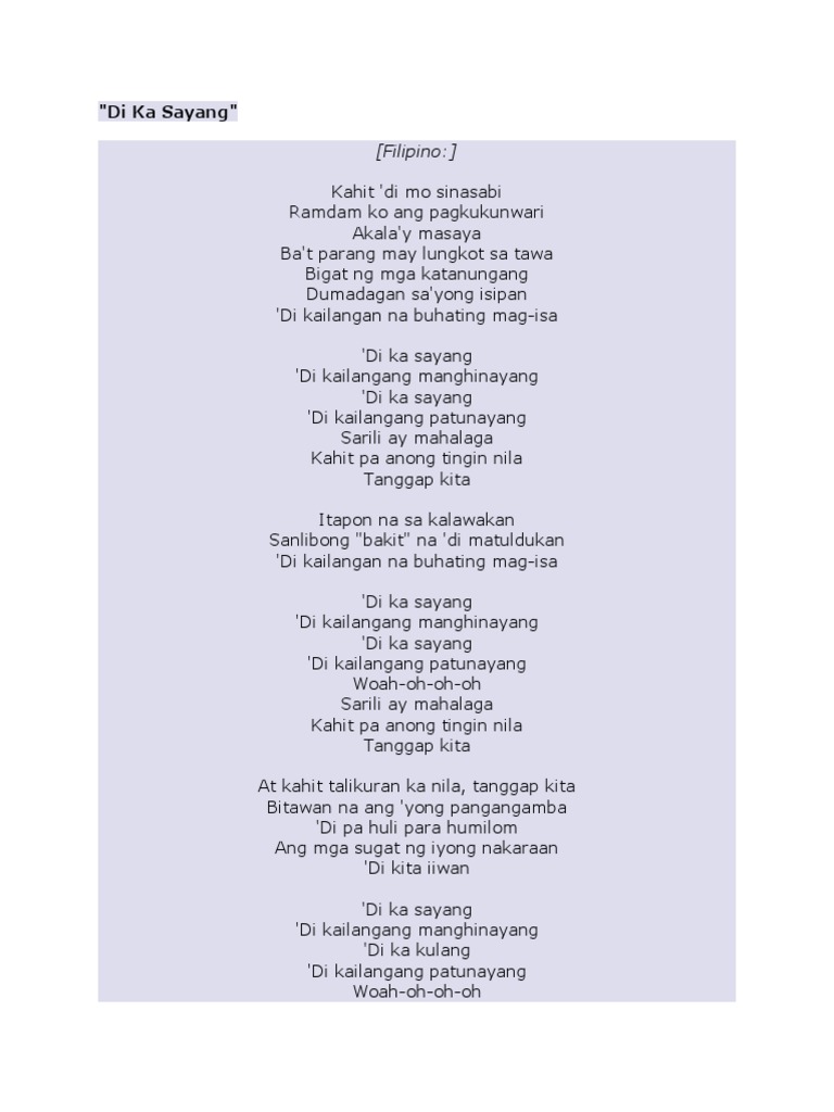 "Di Ka Sayang": (Filipino:) | PDF