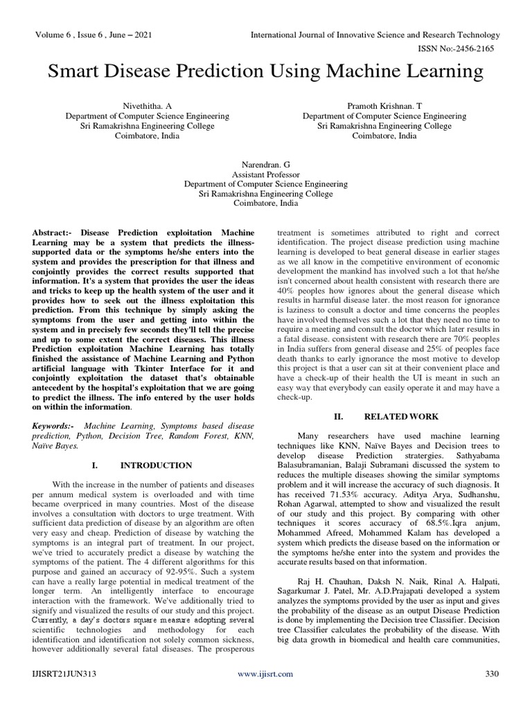 Smart Disease Prediction with ML | PDF | Statistical Classification ...
