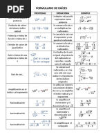 Formulario Tema 1. Radicales | PDF | Enseñanza de matemática