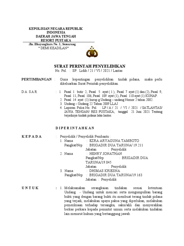 Sprint Lidik Lantas | PDF