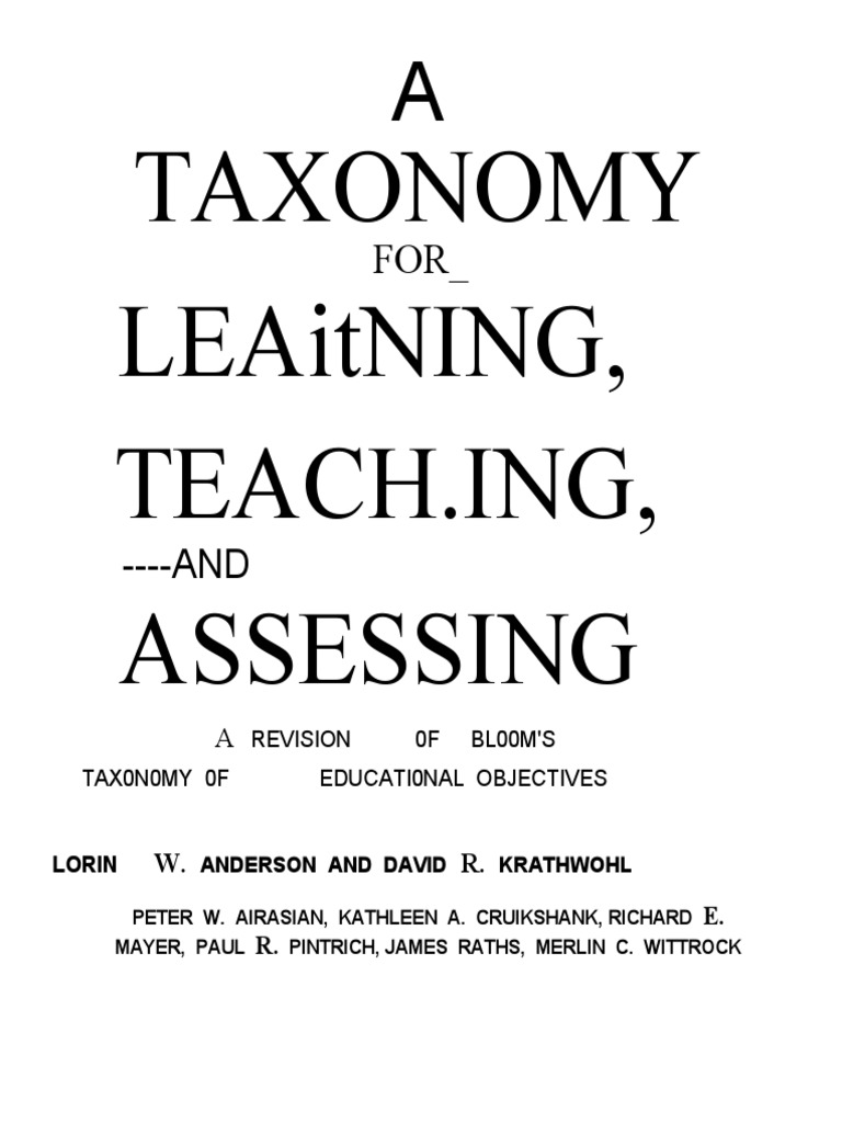 Anderson Krathwohl A Taxonomy For Learning Teaching and Assessing | PDF ...