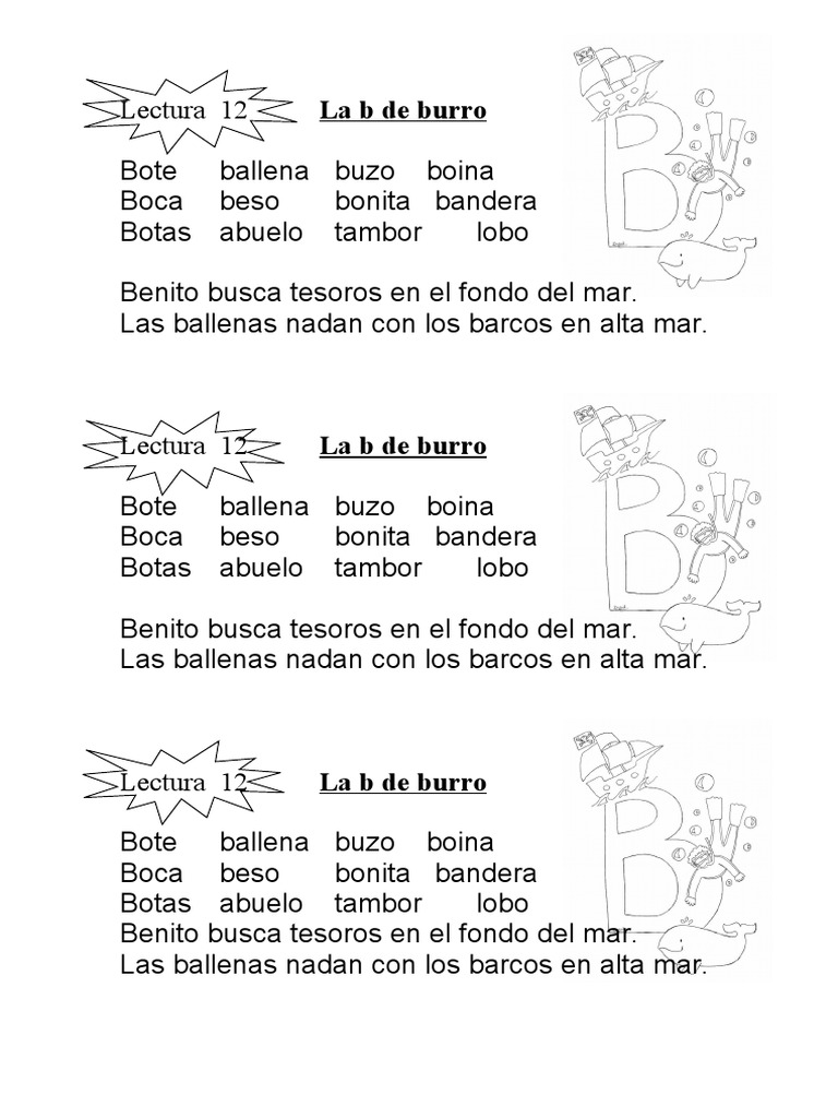 Palabras y nombres con b de burro | PDF | Estudios de idiomas extranjeros