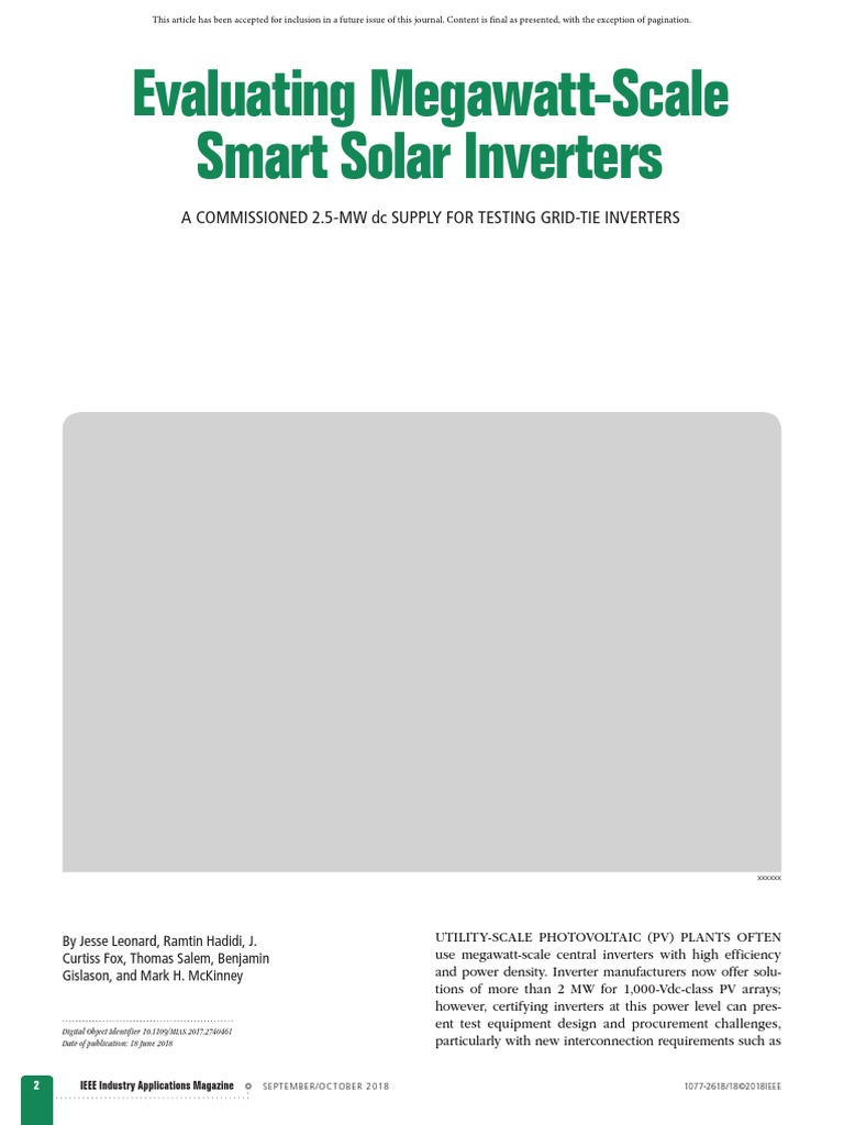 Evaluating Megawatt-Scale Smart Solar Inverters: A Commissioned 2.5-Mw ...