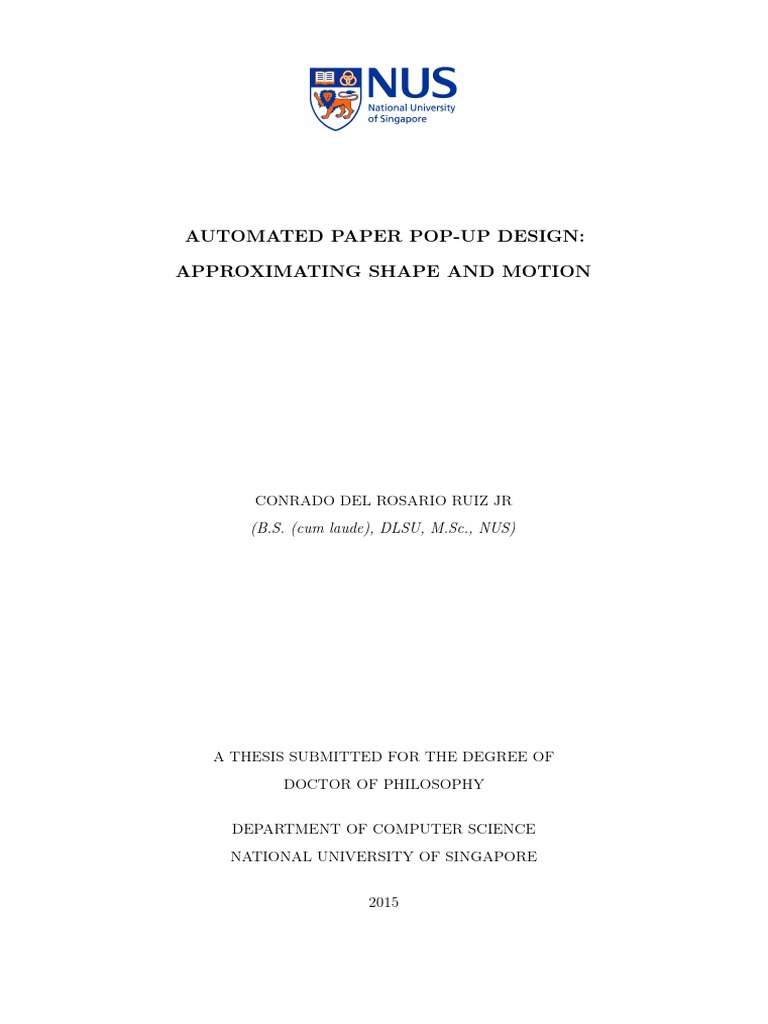 Automated Paper Pop-Up Design: Approximating Shape and Motion | PDF | 3 ...