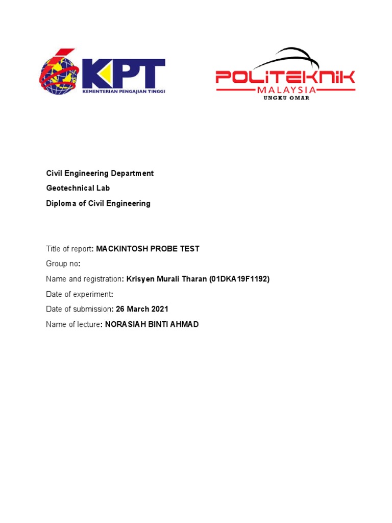 MACKINTOSH PROBE Test Report | PDF | Soil | Nature