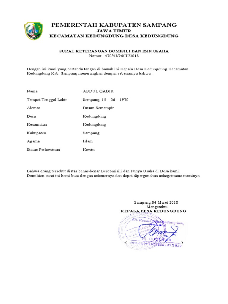 Surat Izin Usaha | PDF