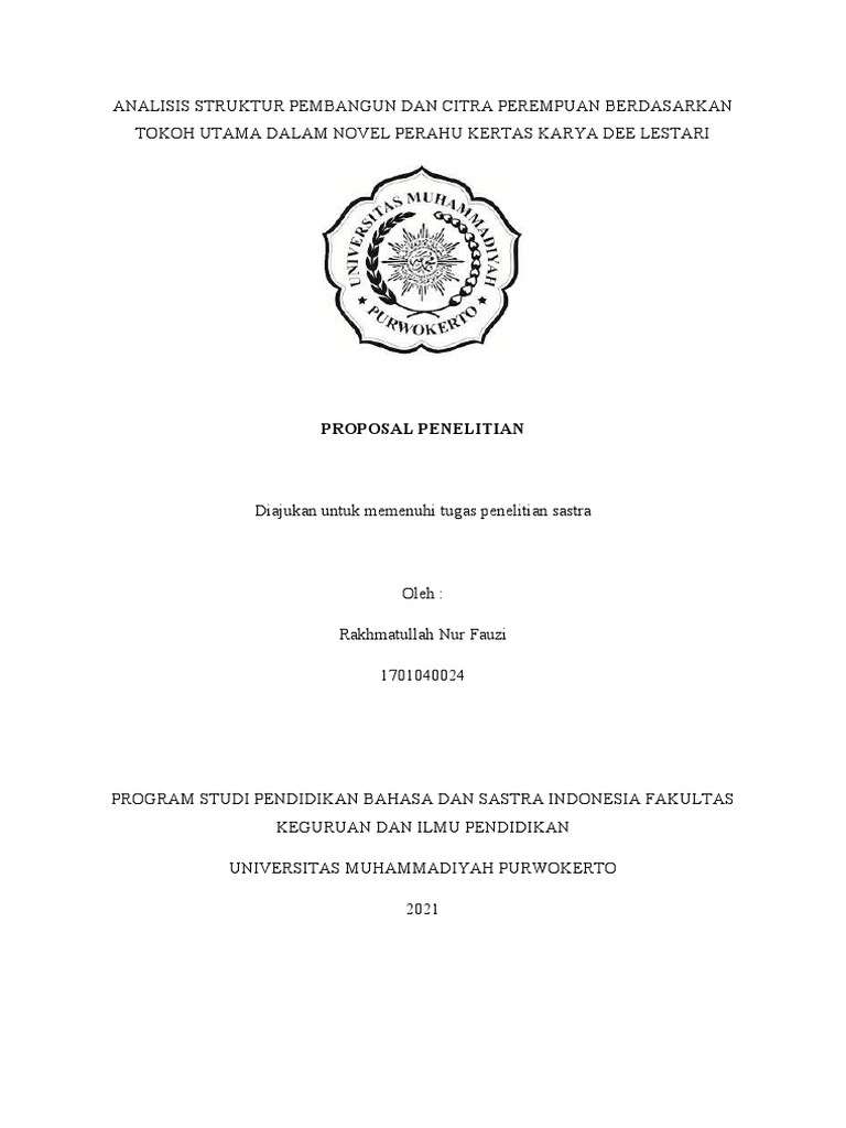 Proposal Analisis Struktur Pembangun Dan Citra Perempuan Berdasarkan ...