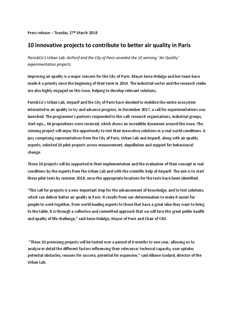 10 Innovative Projects To Contribute To Better Air Quality in Paris ...