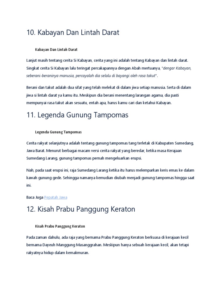 Cerita Si Kabayan dan Lintah Darat | PDF