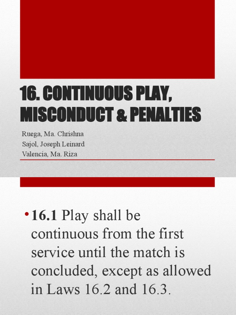 Continuous Play, Misconduct & Penalties - Ruega, Sajol, Valencia | PDF