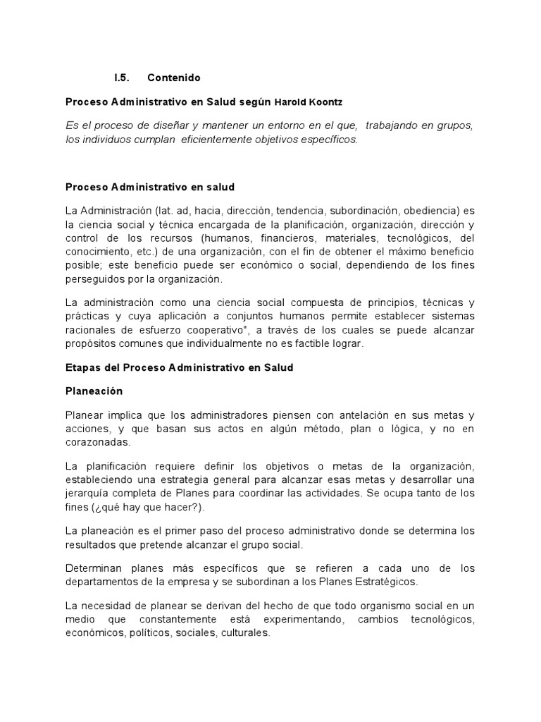 Proceso Administrativo en Salud | PDF | Planificación | La naturaleza humana