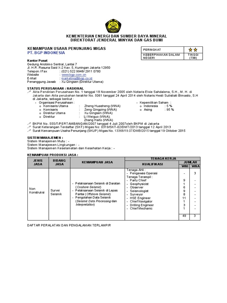 BGP Indonesia, PT2015 | PDF