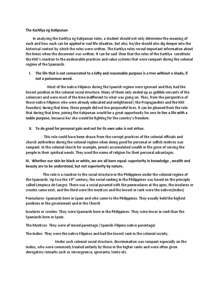 Understanding the Kartilya ng Katipunan | PDF | Philippines | Religion ...