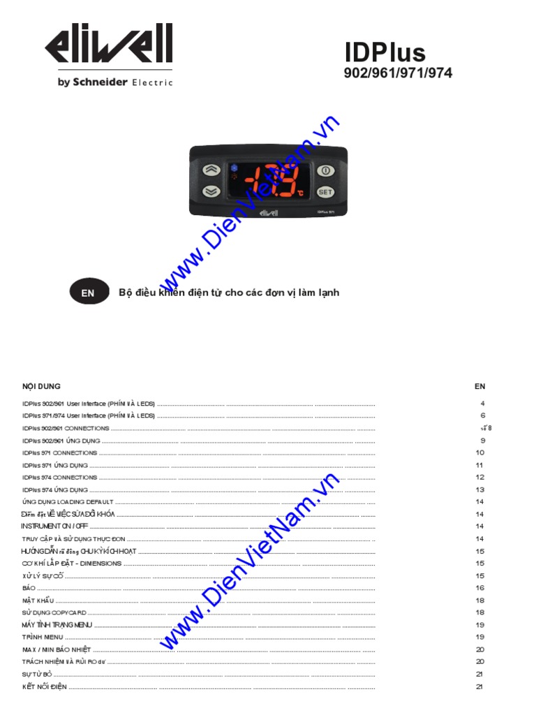 Huong Dan Su Dung Eliwell IDPlus 902-961-971-974.en - VI | PDF